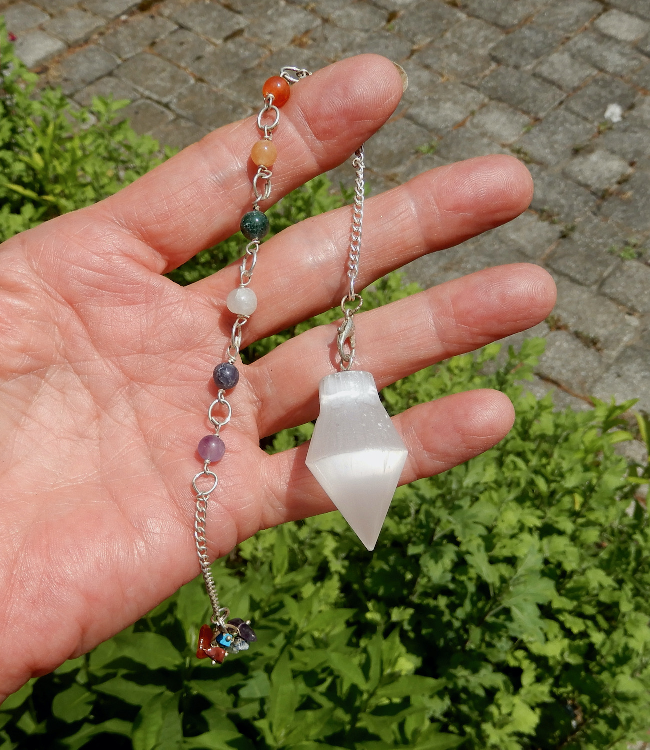 Selenite Pendulums with Chakra Beads | For Chakra Balancing